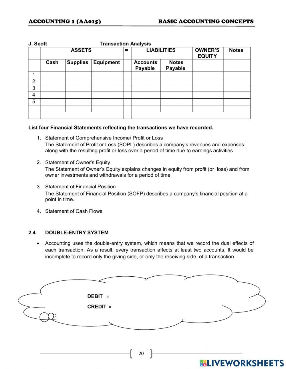 Chapter 2 exercise | Live Worksheets