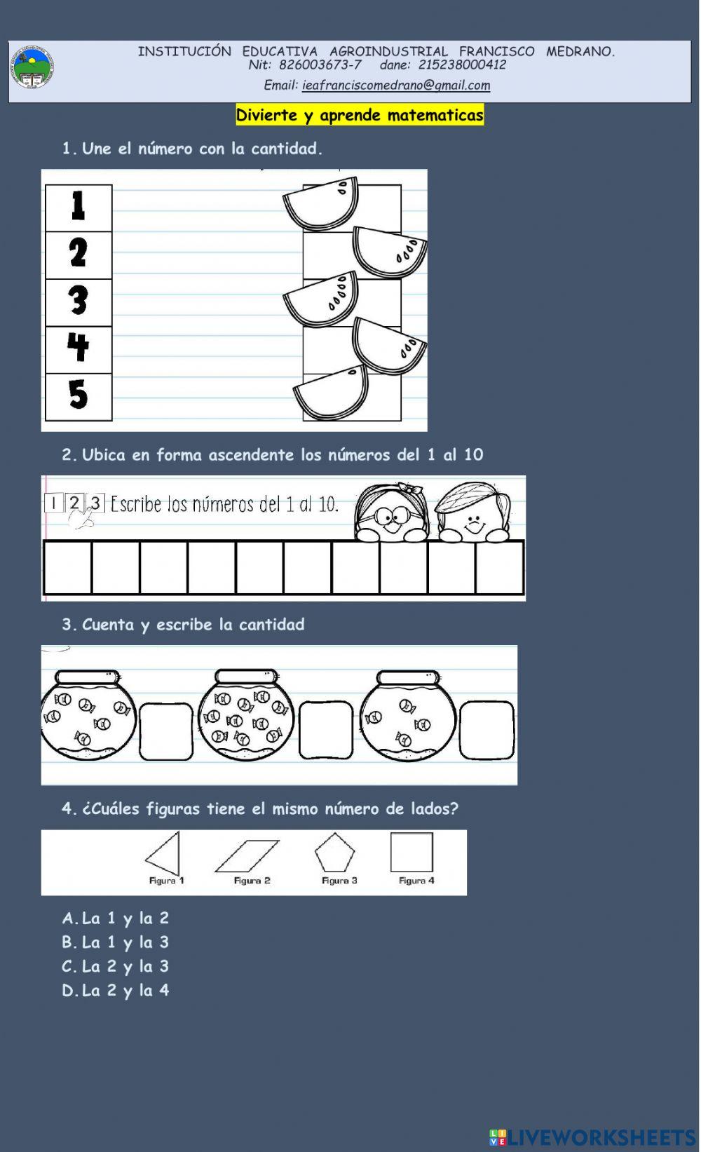 Matematis segundo y tercero worksheet | Live Worksheets