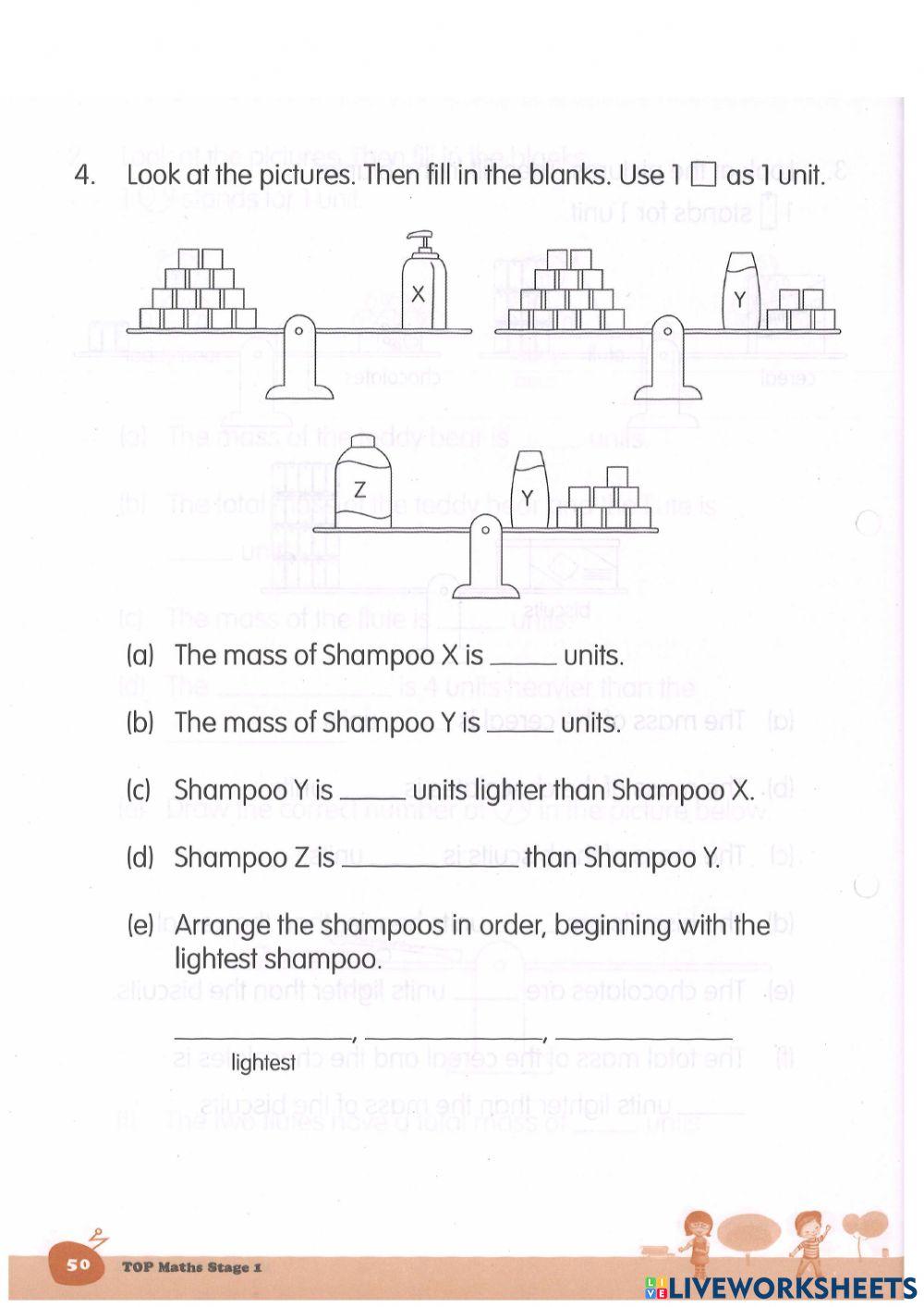Maths - Mass - Exercise 50 worksheet | Live Worksheets