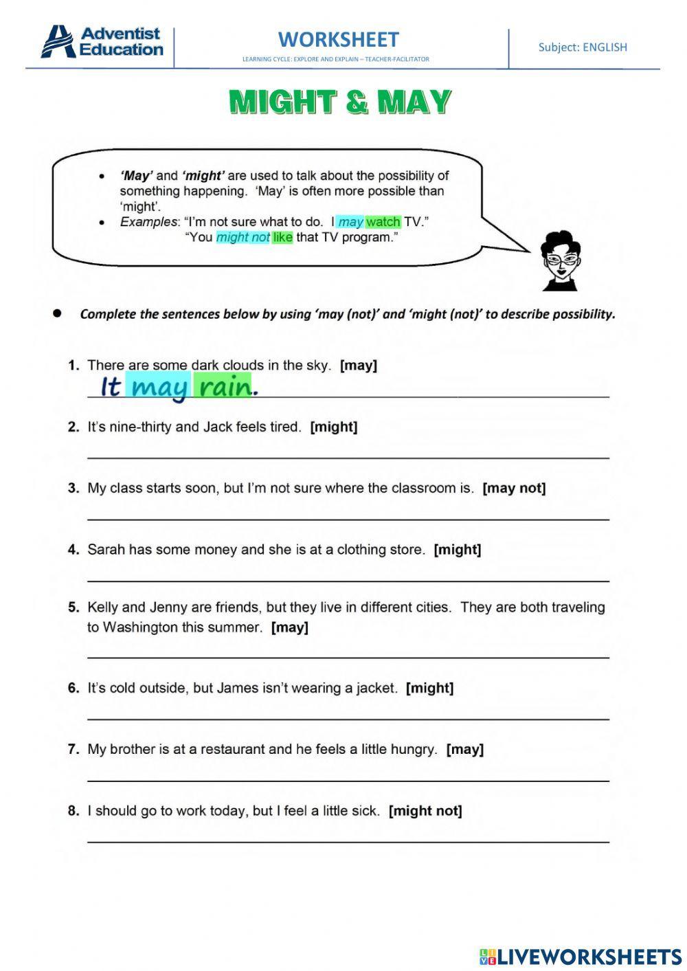 Might & might (… | Free Interactive Worksheets | 1116830