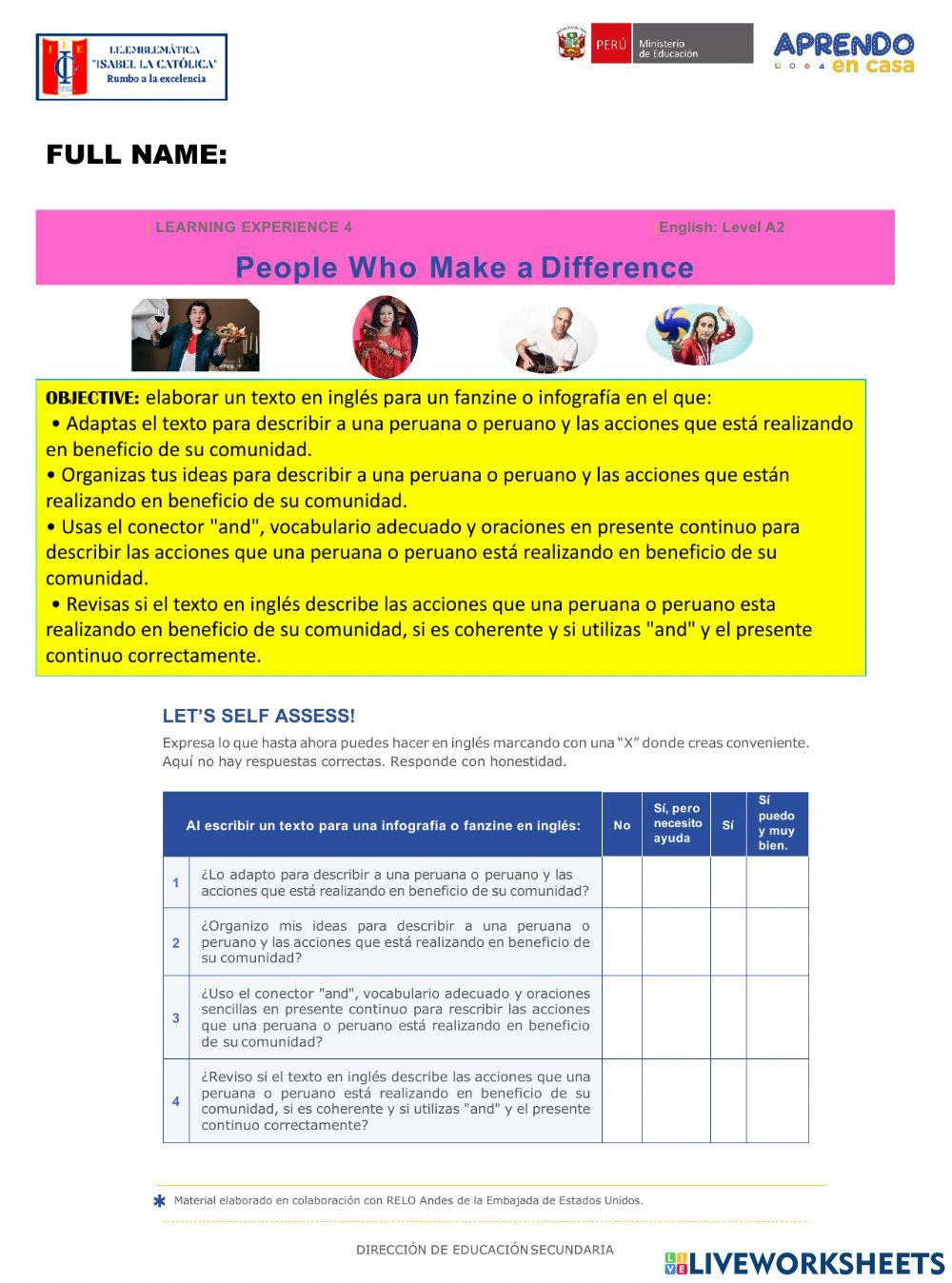 People Who Make a difference interactive exercise | Live Worksheets