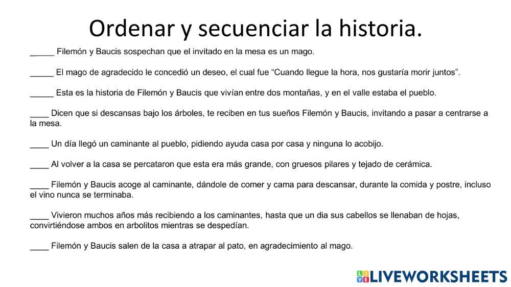 Comprensión lectora, el mito worksheet | Live Worksheets