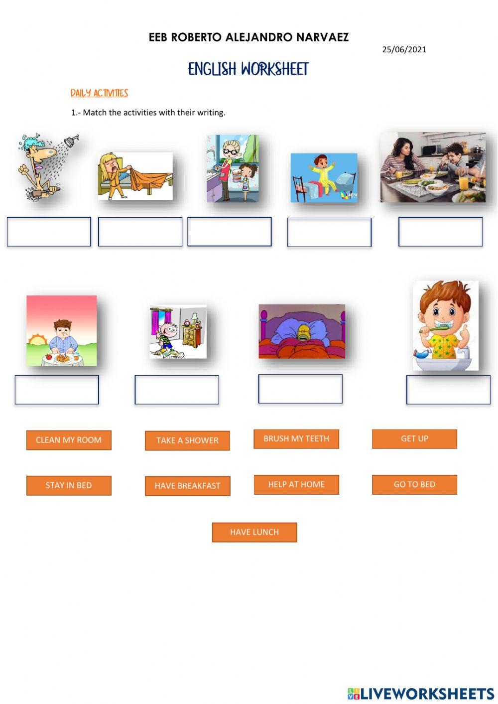 Daily Activities online pdf worksheet | Live Worksheets