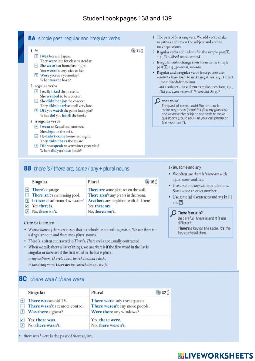 2A - Grammar bank Files 8A - 8C online exercise for | Live Worksheets