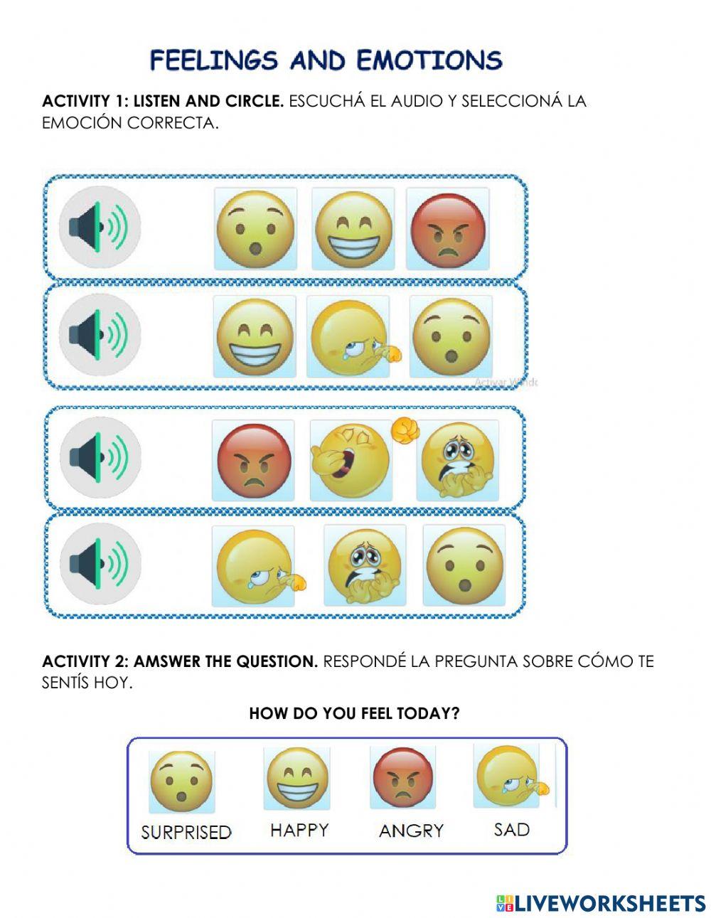 Emociones online exercise for quinto grado | Live Worksheets