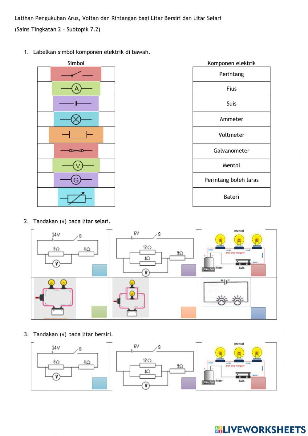 Litar Bersiri d… | Free Interactive Worksheets | 1118370