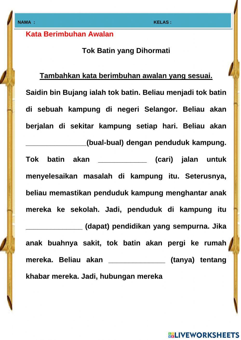 Kata Berimbuhan Awalan exercise | Live Worksheets