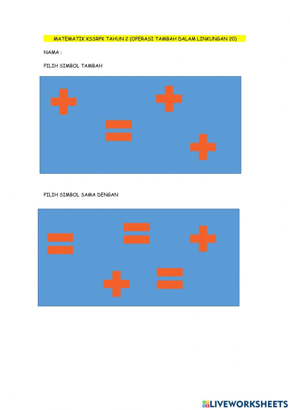 Matemati (operasi tambah) worksheet | Live Worksheets