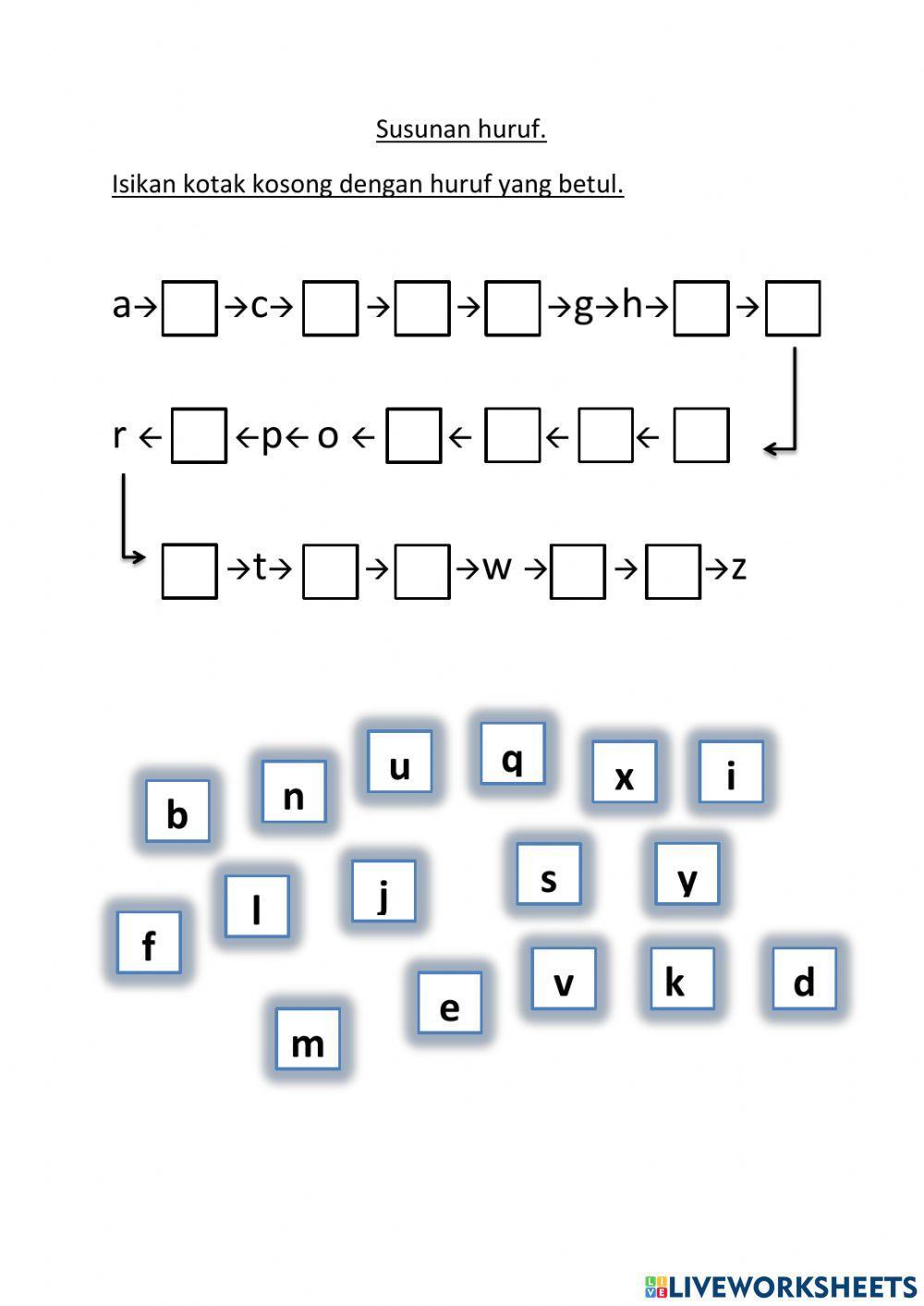 4yrs - kenal huruf worksheet | Live Worksheets