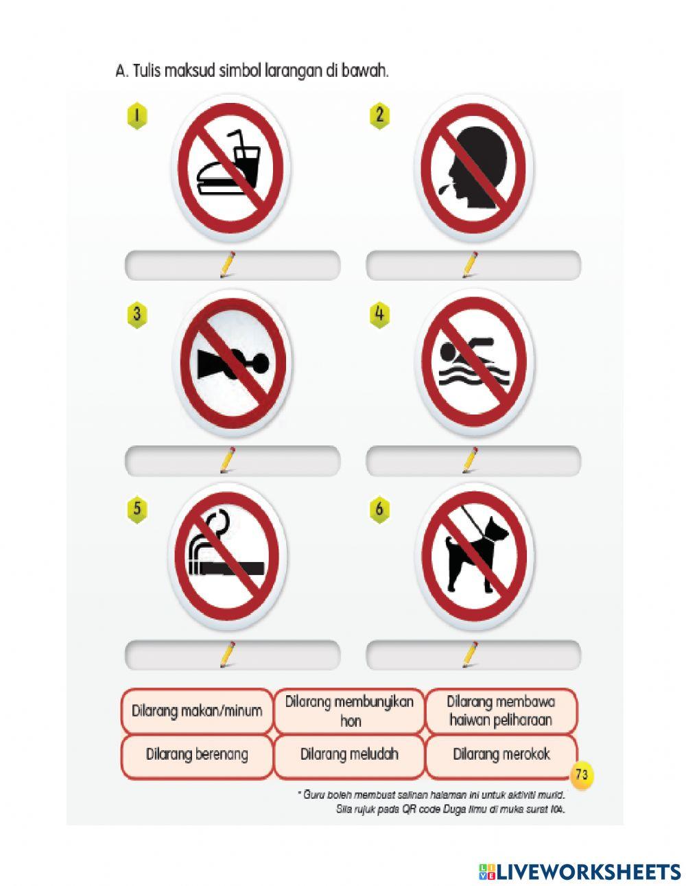 Simbol Larangan | Free Interactive Worksheets | 1119366