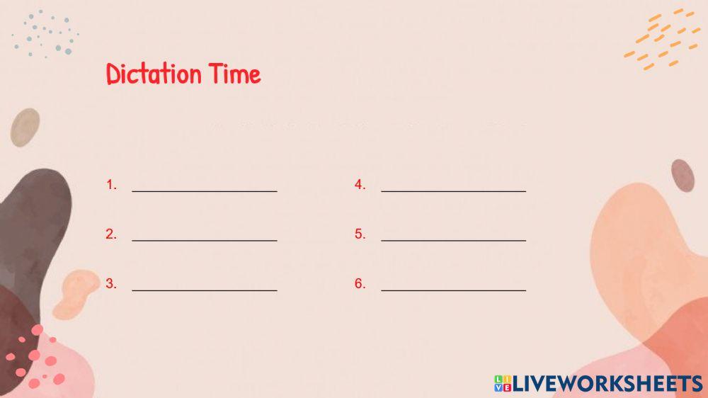 Dictation online exercise for 6th | Live Worksheets