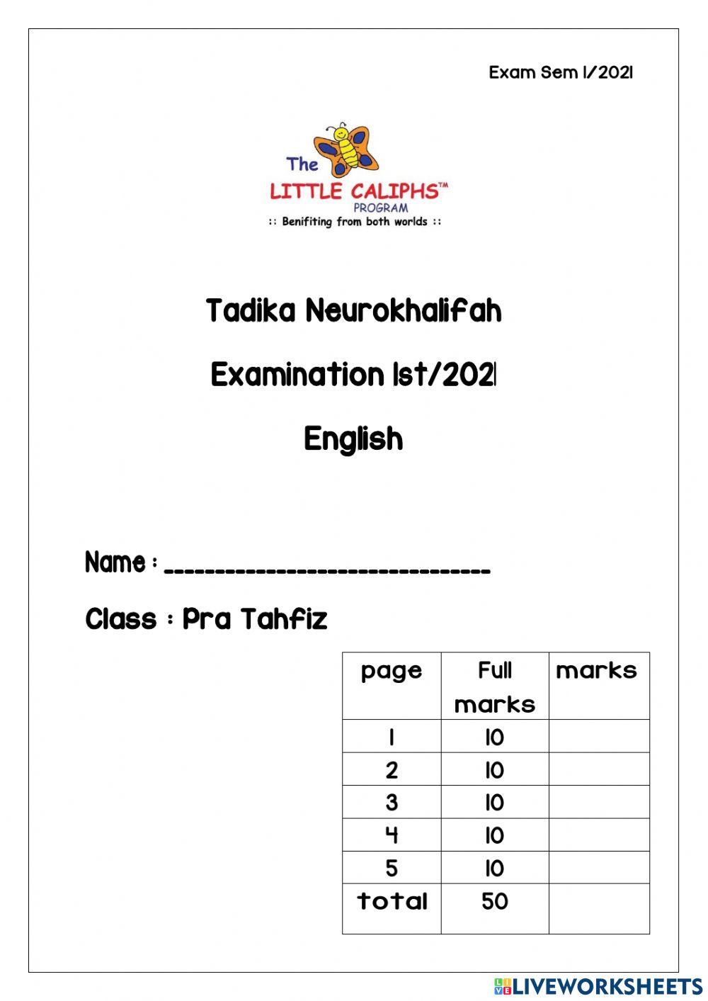 English Pra Tahfiz interactive worksheet | Live Worksheets