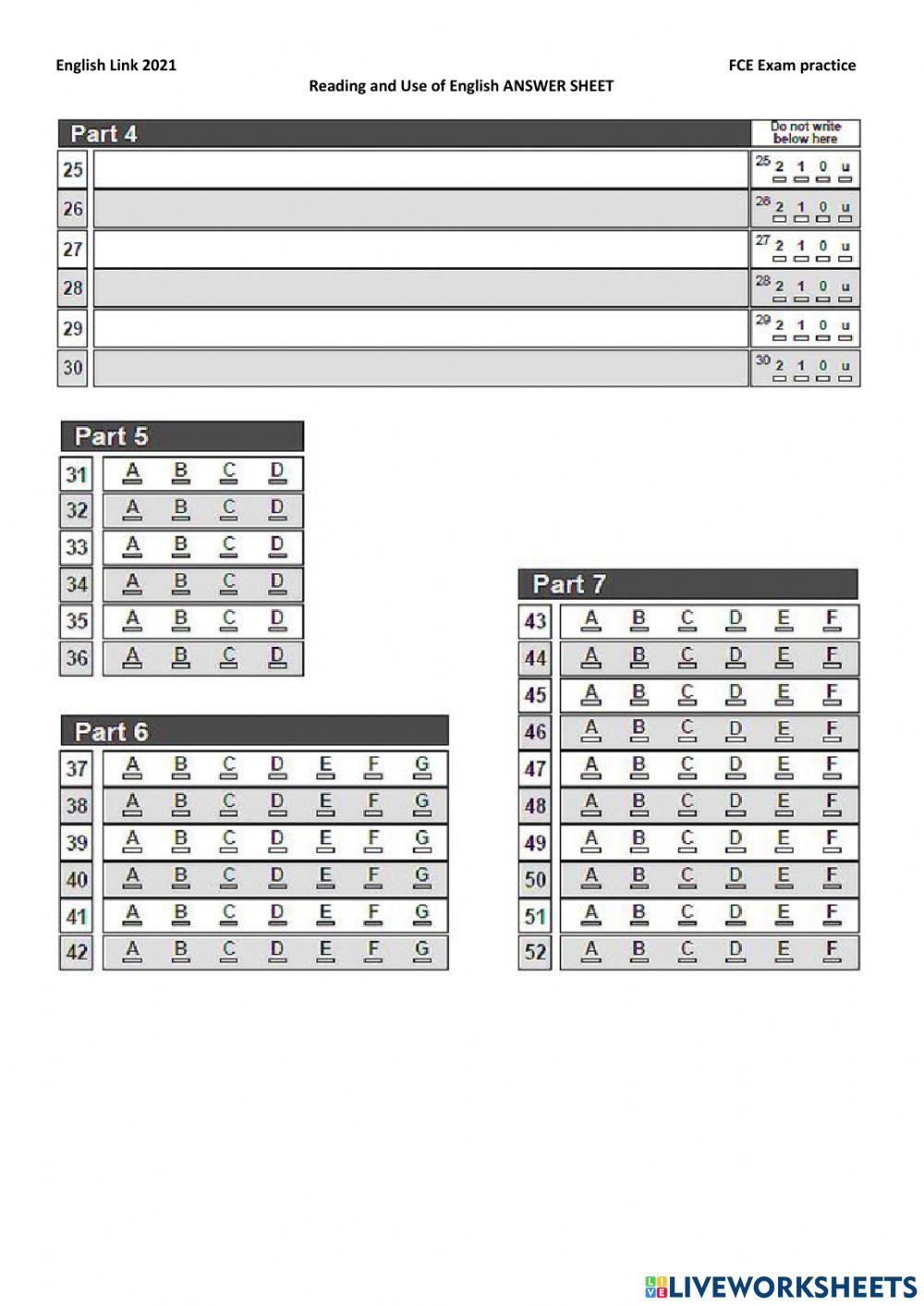 FCE Exam Practice 4 - Reading and Use of English 1120004