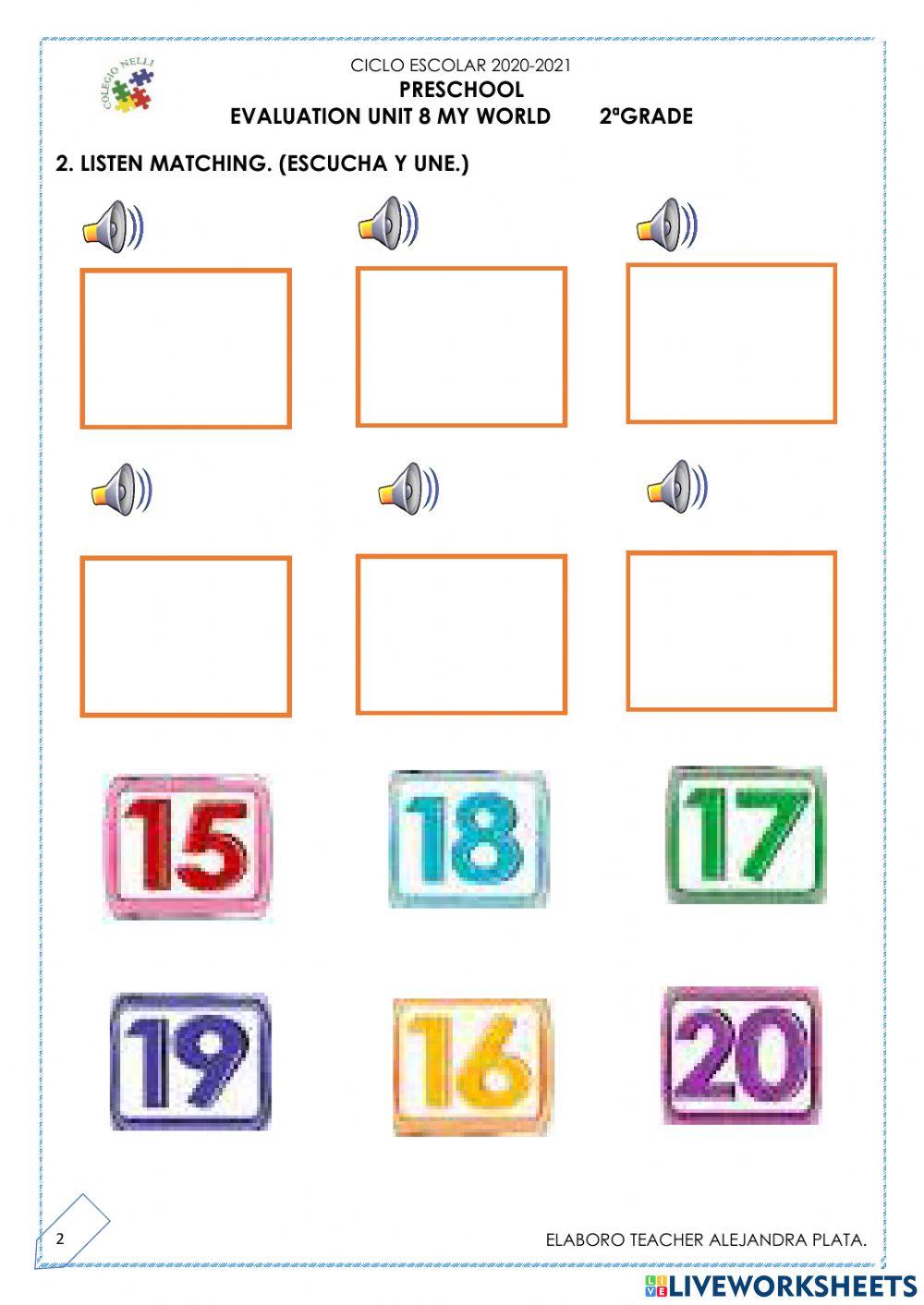 Evaluation 2° grade worksheet | Live Worksheets