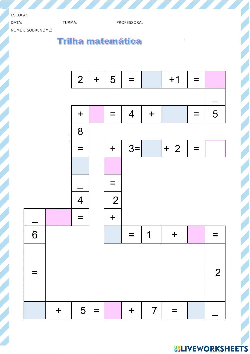 Trilha Matemática exercise | Live Worksheets