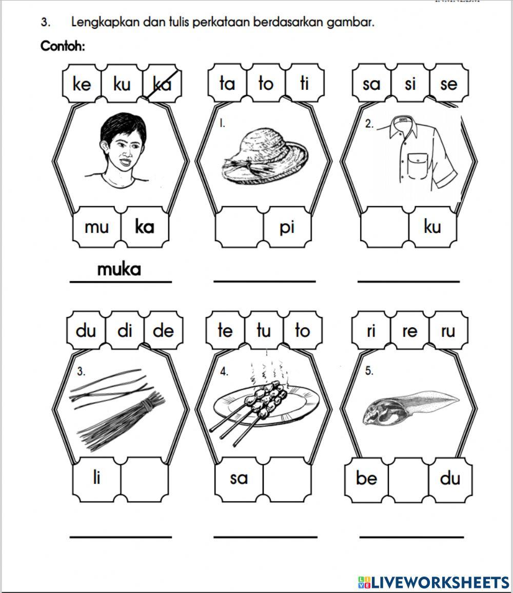 Bina dan tulis … | Free Interactive Worksheets | 1120614
