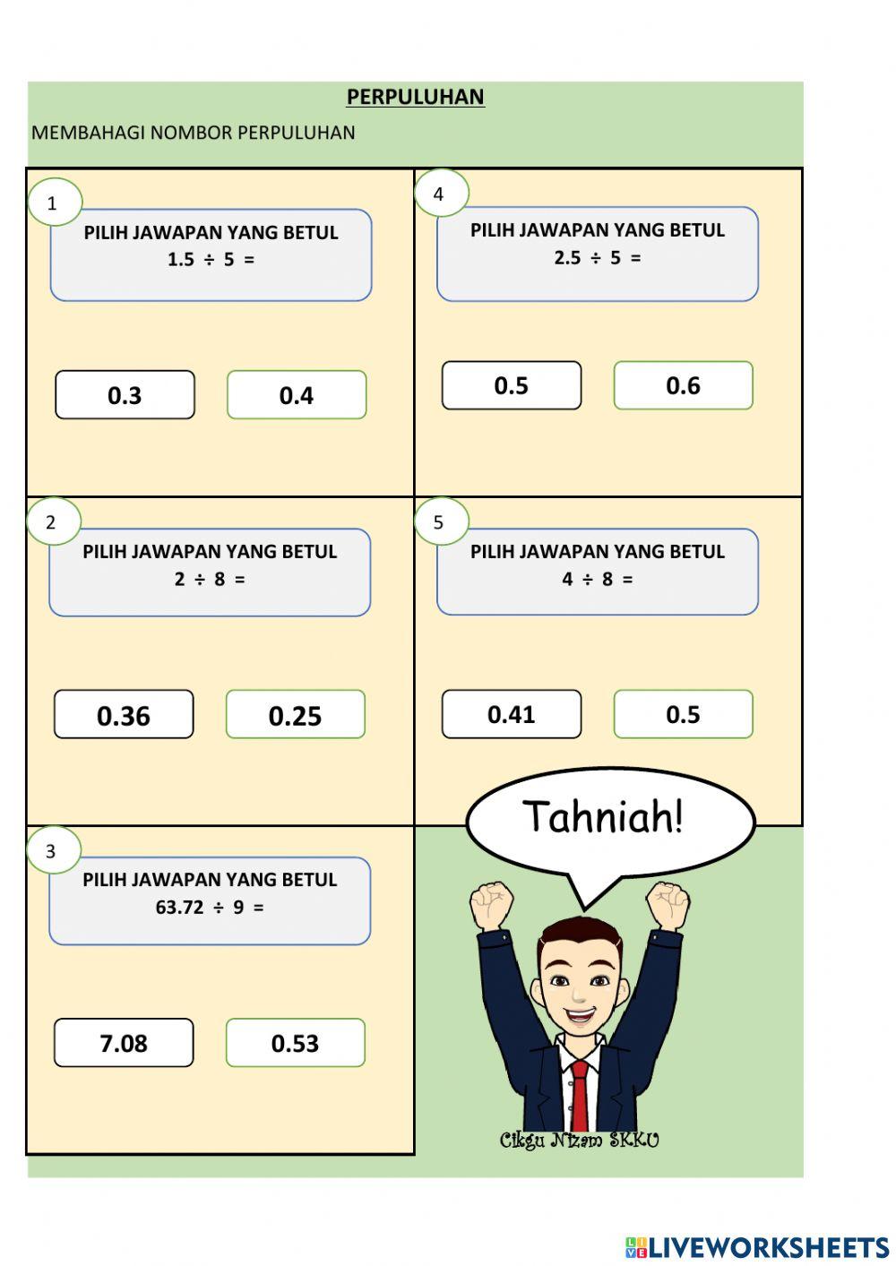 Matematik TAHUN 4 interactive worksheet for TAHUN 4 | Live Worksheets