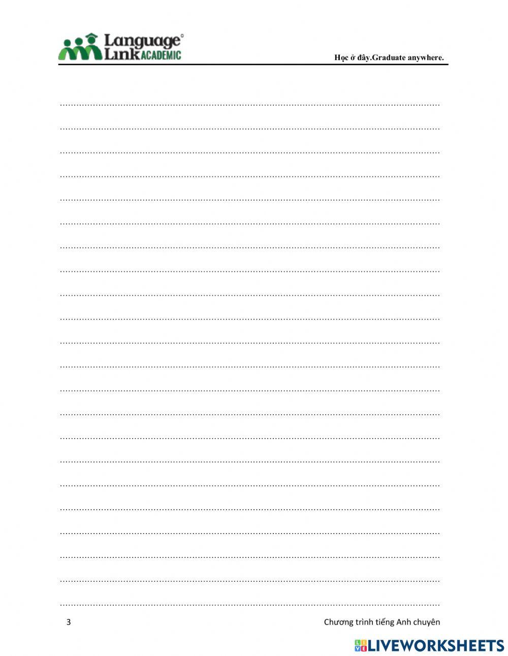 Writing portfolio- entry 1 worksheet | Live Worksheets