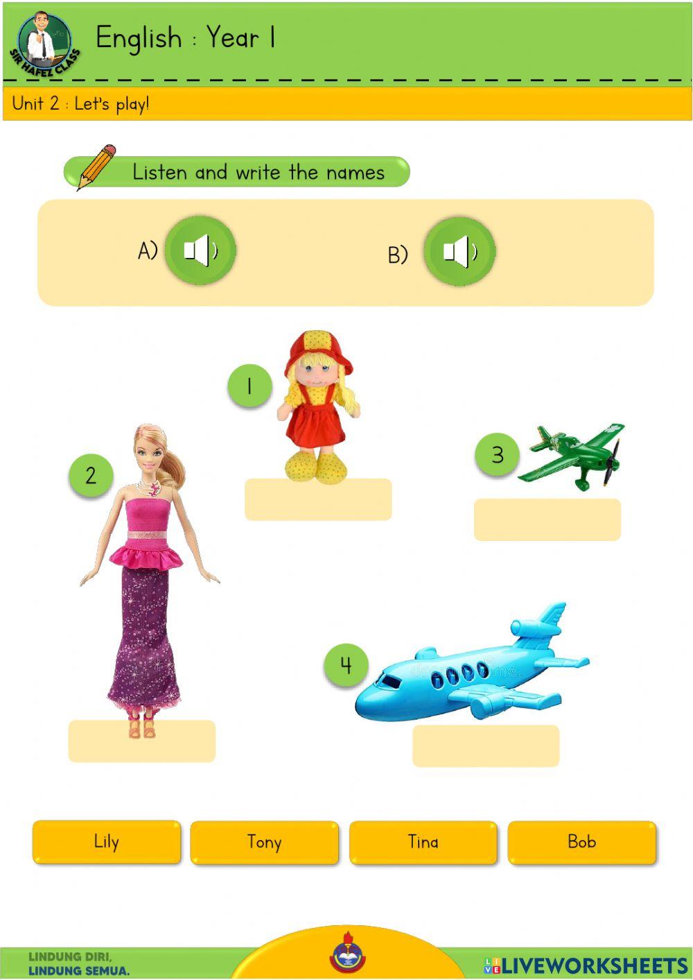 English Y1 - Let's play 7 | mhdhafez | Live Worksheets