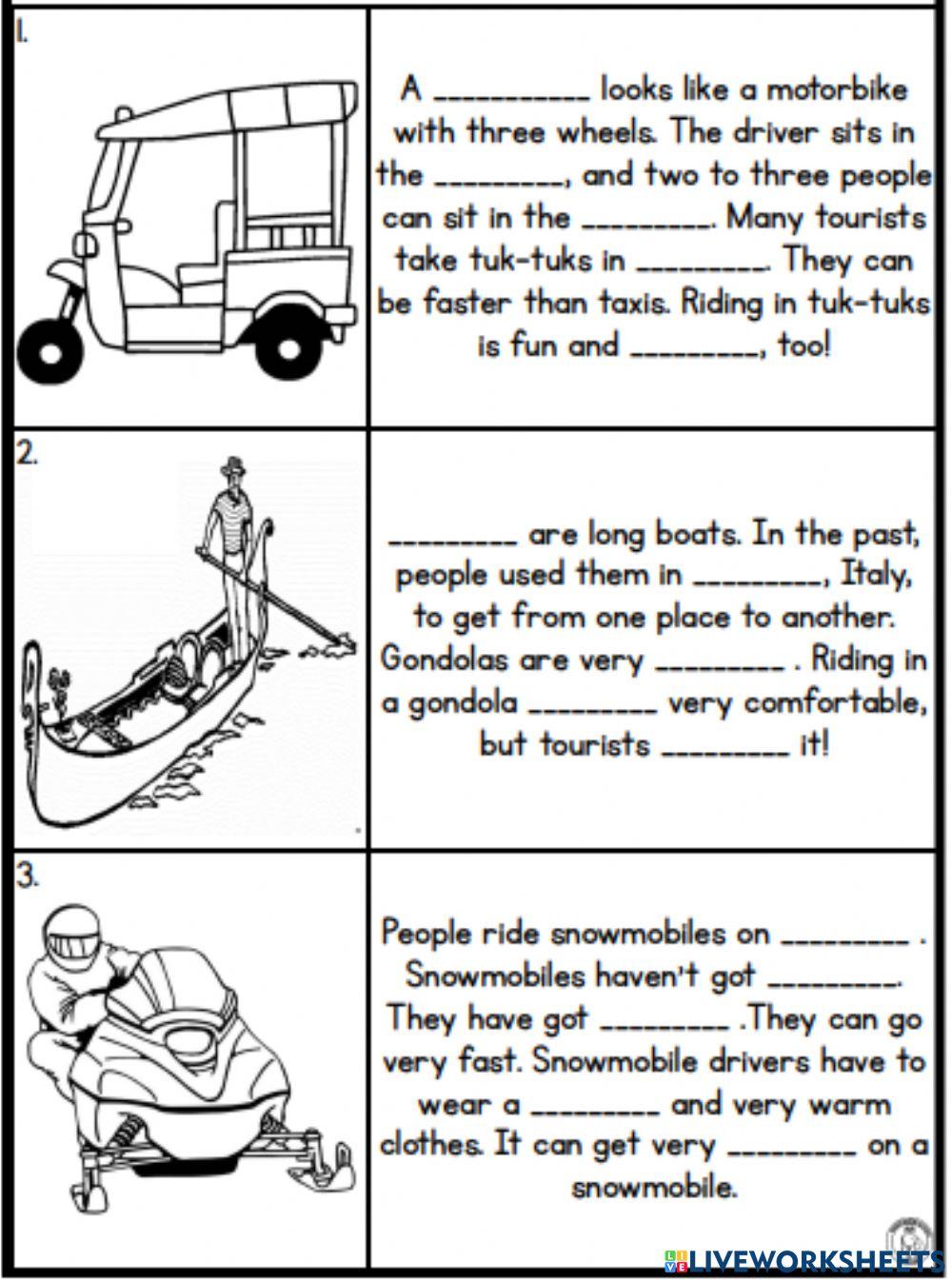 Different Means of Transport activity | Live Worksheets