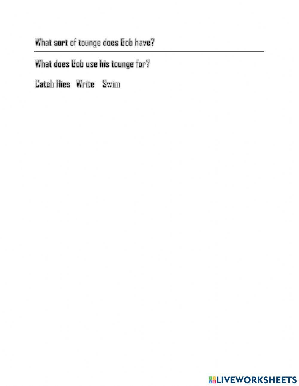 Bob the frog | Free Interactive Worksheets | 1121291