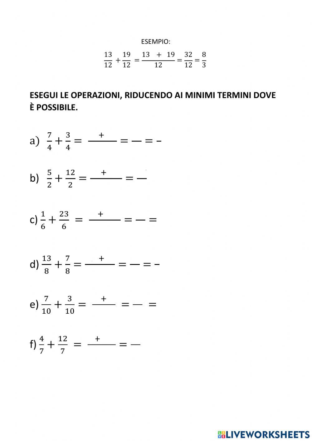 Operazioni con frazioni 1121317 | giadan01 | Live