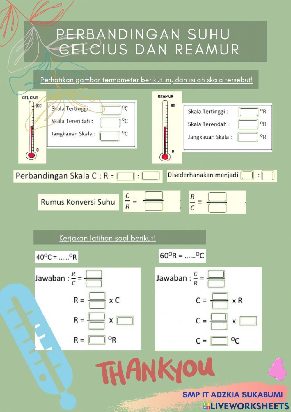 Materi Ajar Skala Termometer dan Konversi interactive worksheet | Live ...
