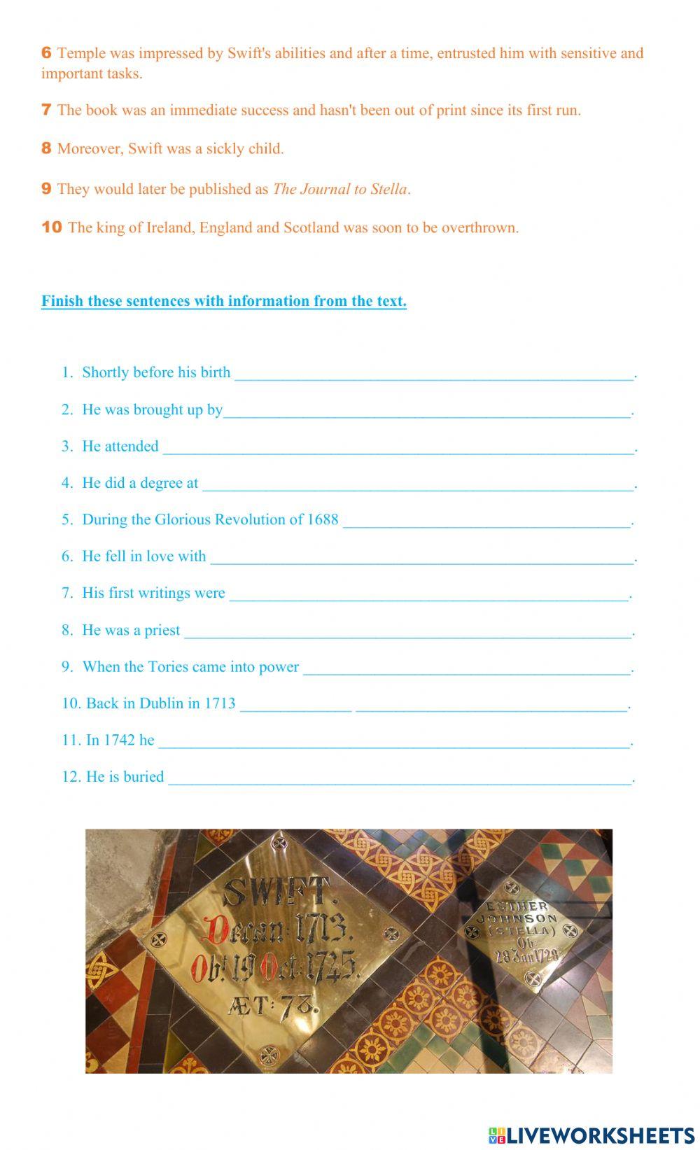 Jonathan Swift,… | Free Interactive Worksheets | 1121917