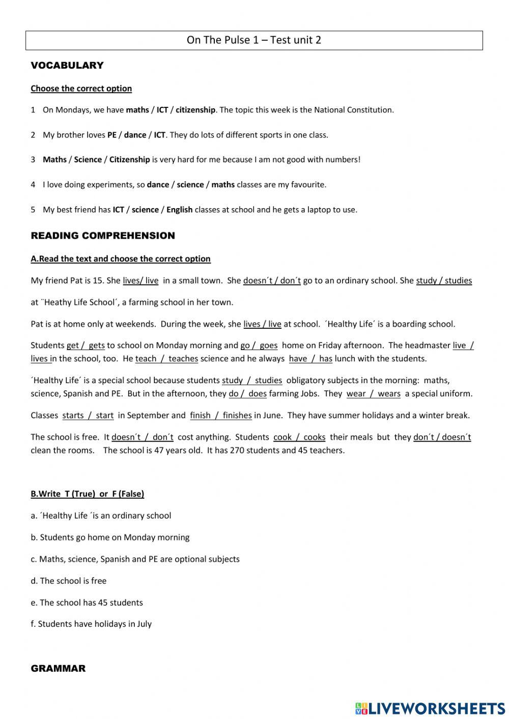 On the pulse 1 … | Free Interactive Worksheets | 1122022