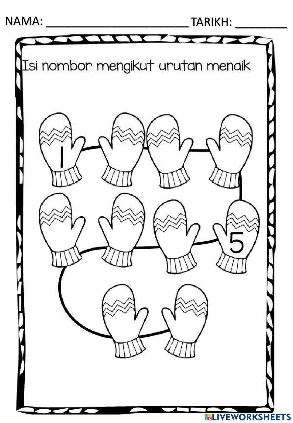 Tertib menaik worksheet for PK | Live Worksheets