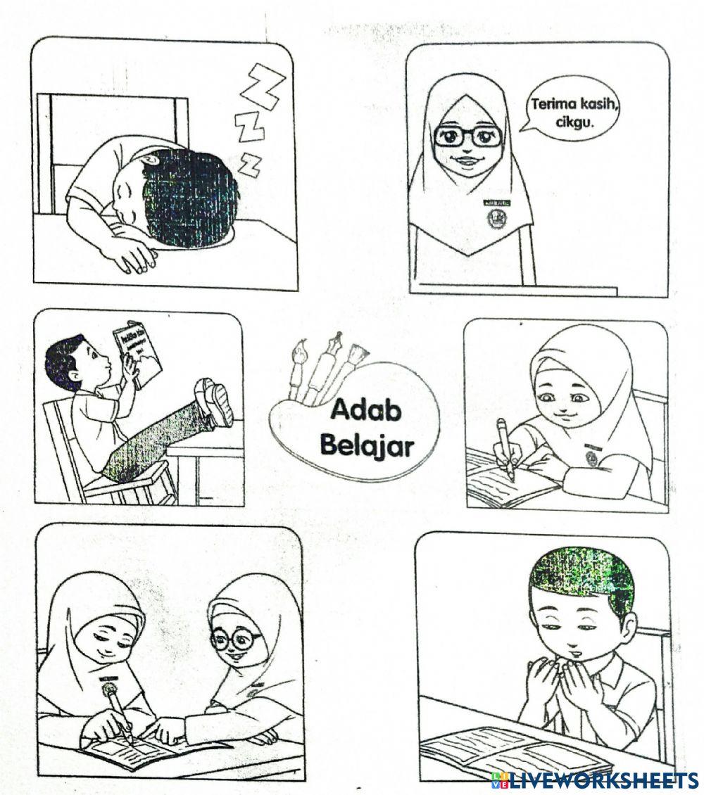 Peribadi muslim - ADAB BELAJAR interactive worksheet | Live Worksheets