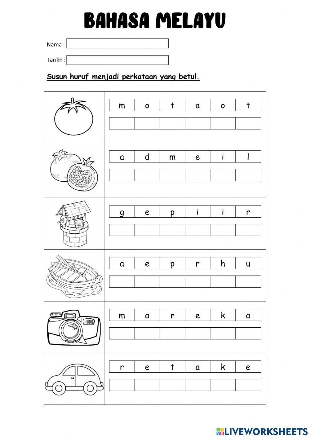 Ejaan kvkvkv worksheet | Live Worksheets