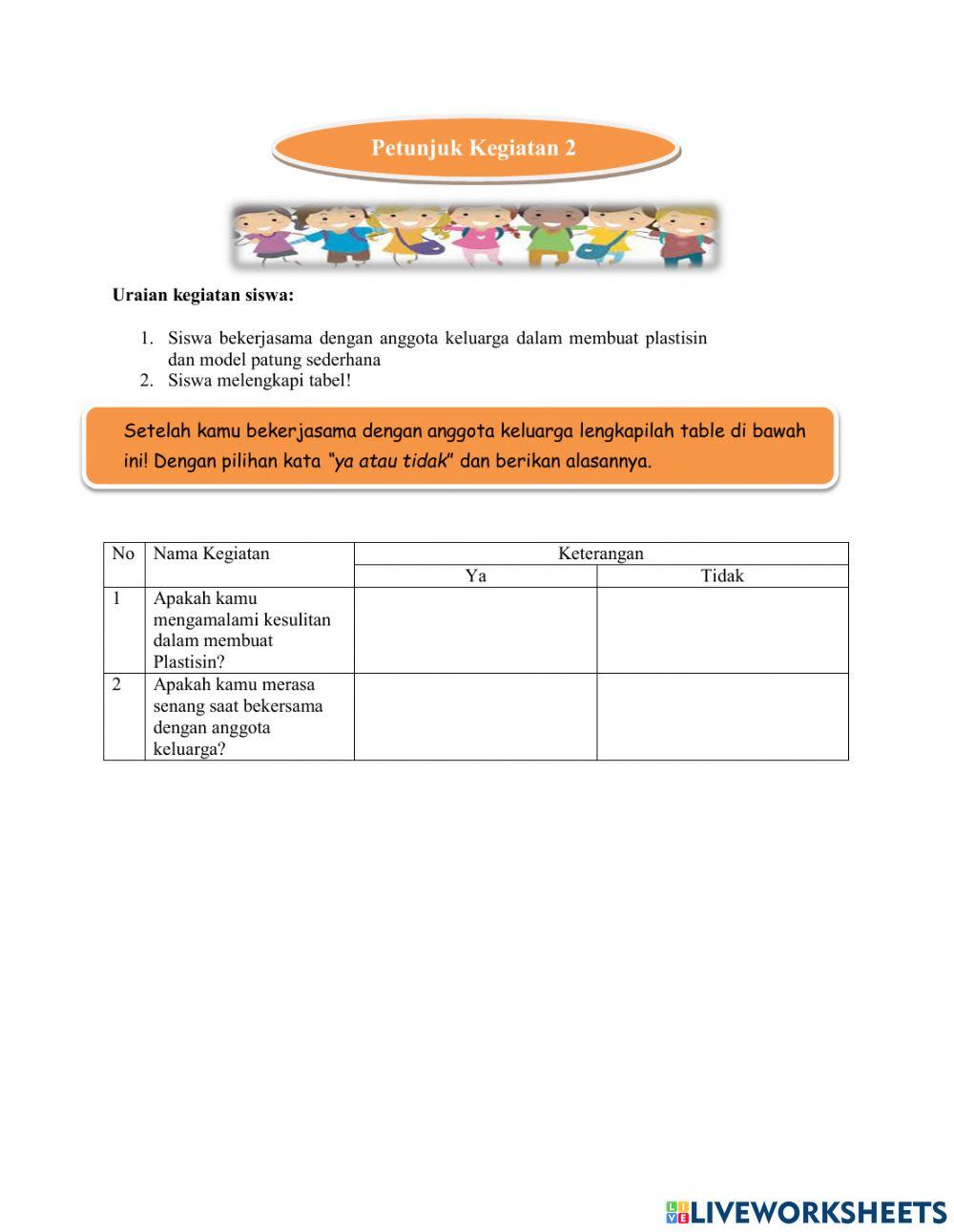LKPD Tematik kelas 6 Tema 1 Sub 1 PB2 activity | Live Worksheets