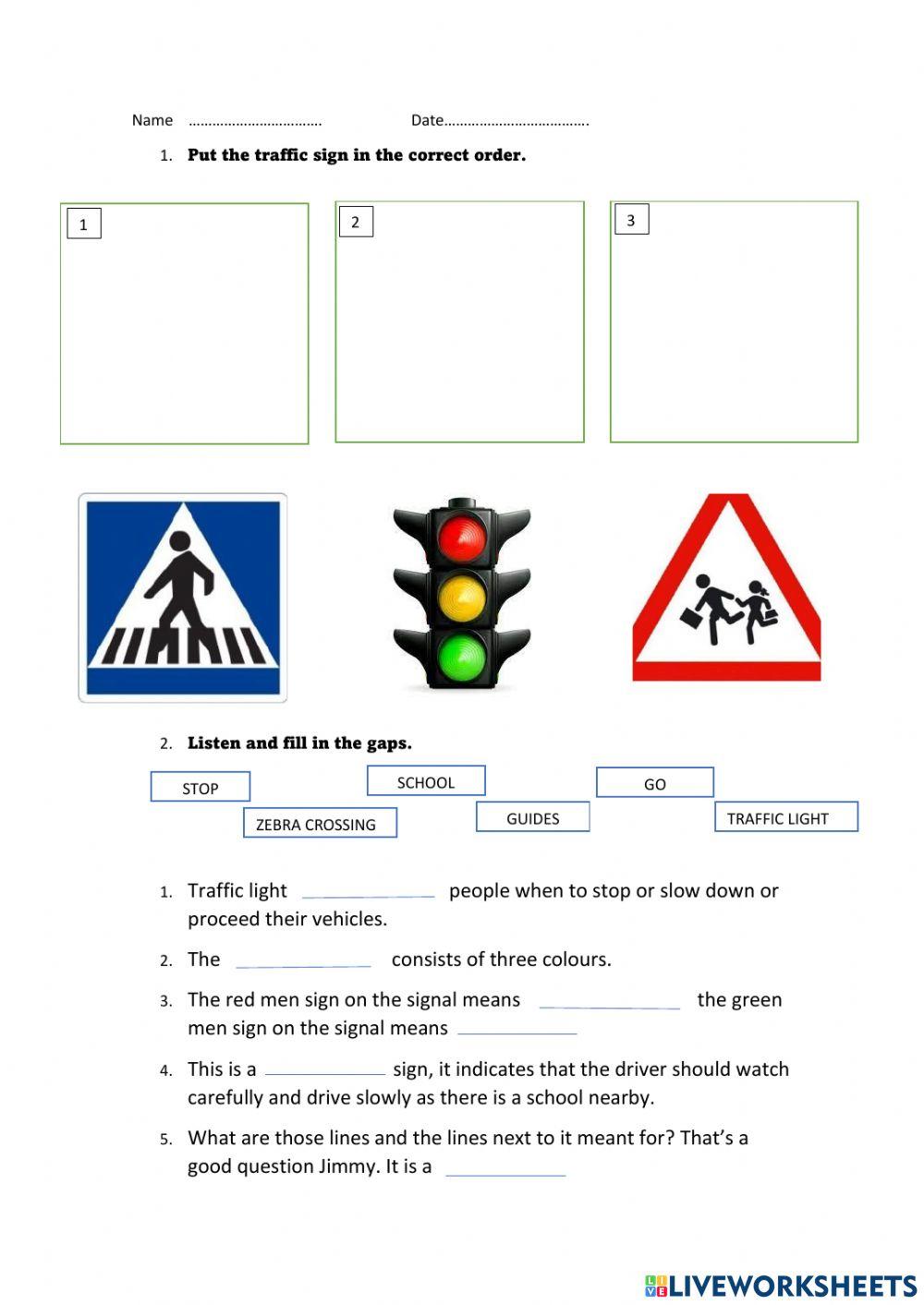 Traffic sign | Palomagil99 | Live Worksheets