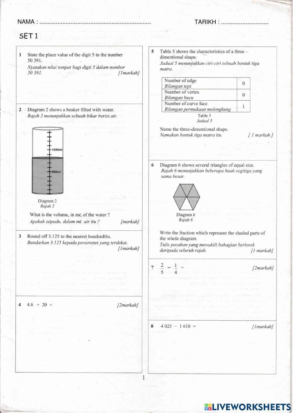 Kertas 2 activity | Live Worksheets