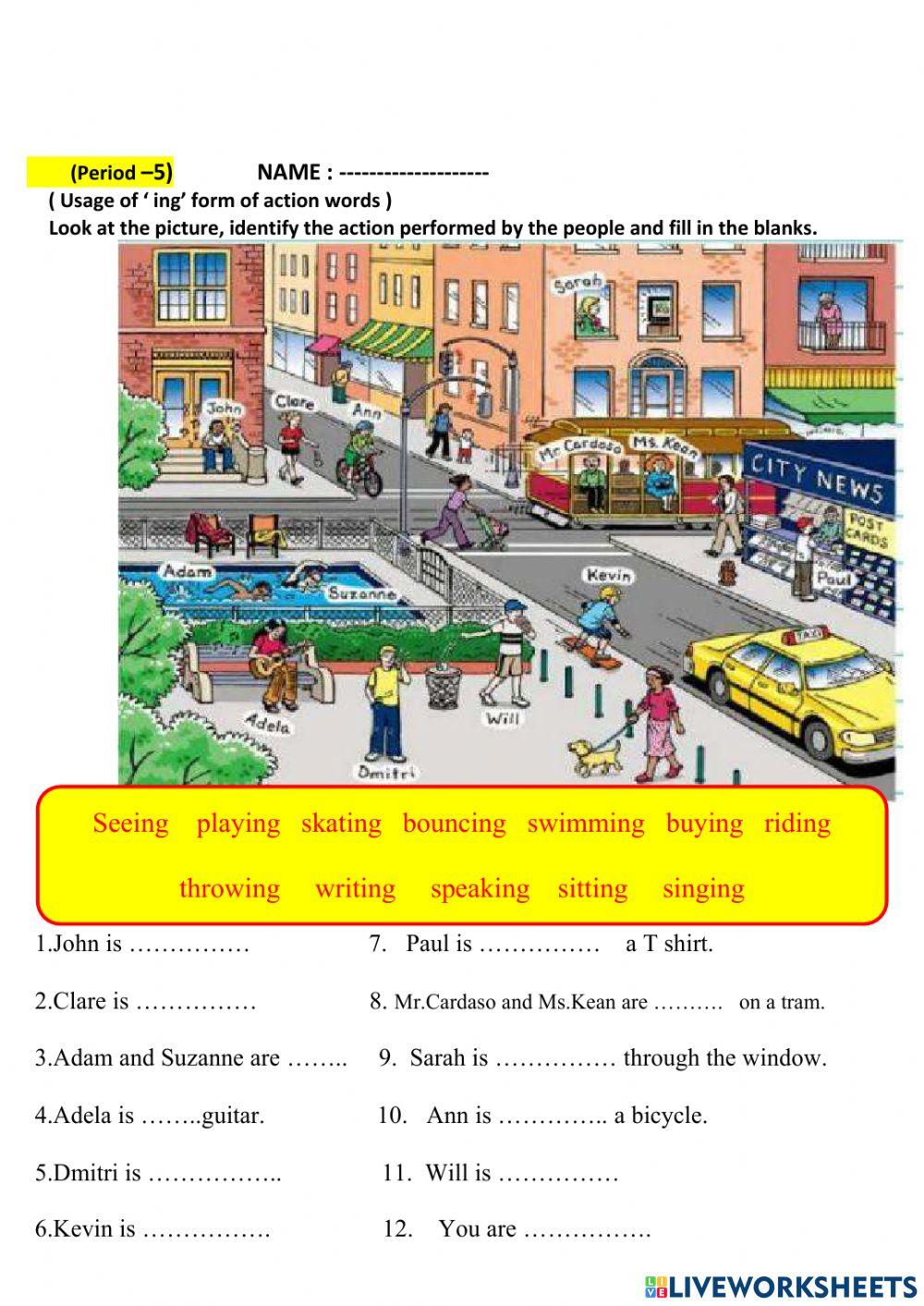 CLASS : 2 ENGLISH - ING FORM online exercise for | Live Worksheets