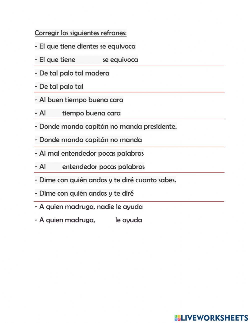 Refranes 1124486 | Juanieli | LiveWorksheets