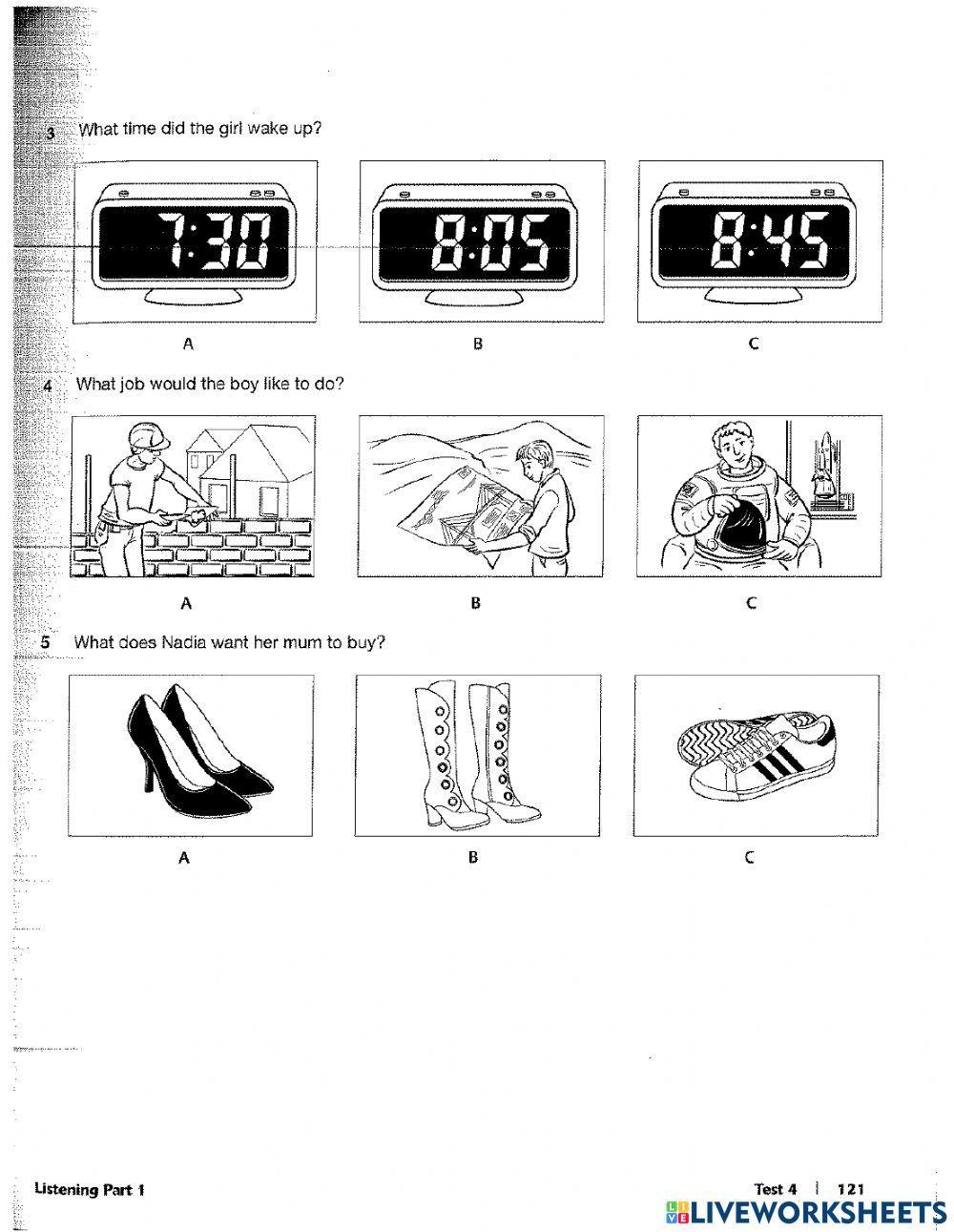 Ket listening t… | Free Interactive Worksheets | 1125275