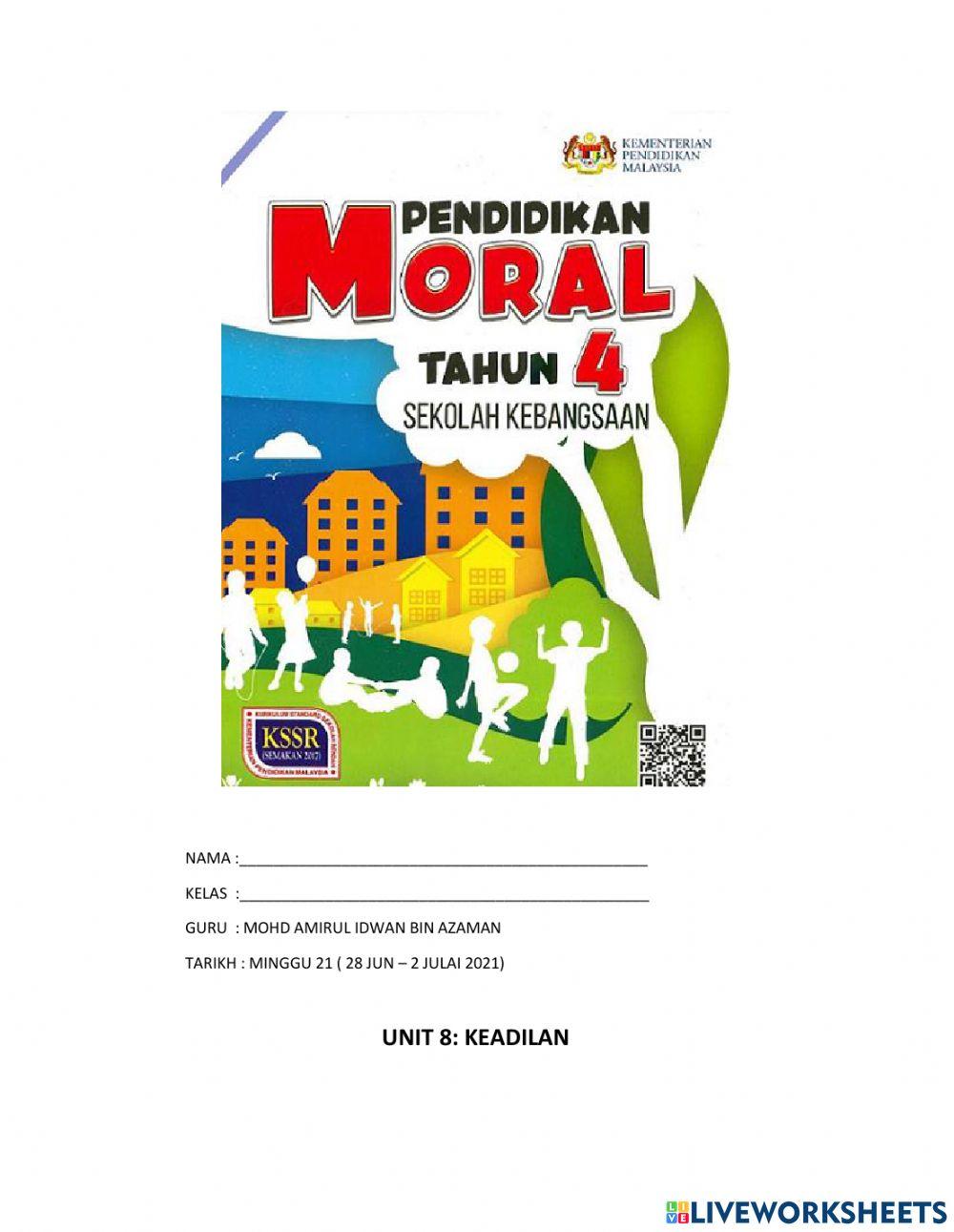 Pendidikan Moral Modul Unit 8 Tahun 4 worksheet | Live Worksheets