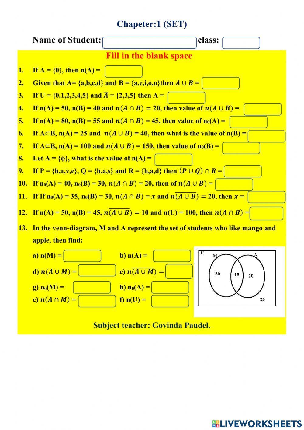 Empty, Equivalent And Equal Sets Worksheet Live Worksheets, 44% OFF Empty, Equivalent And Equal Sets Worksheet Live Worksheets, 44% OFF