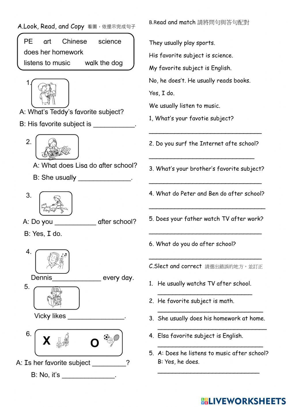 FM(6) Unit 3-Unit 4-sentence and grammar worksheet | Live Worksheets