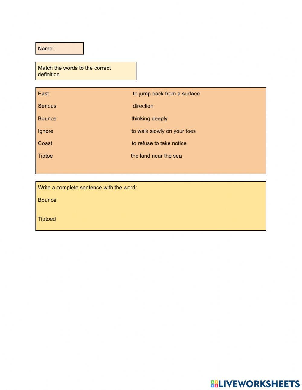 Vocabulary Prac… | Free Interactive Worksheets | 6648127