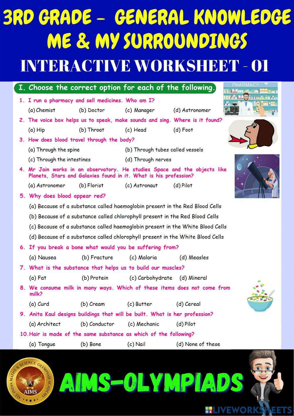 3rd-general knowledge-ps01-me & my surroundings worksheet | Live Worksheets