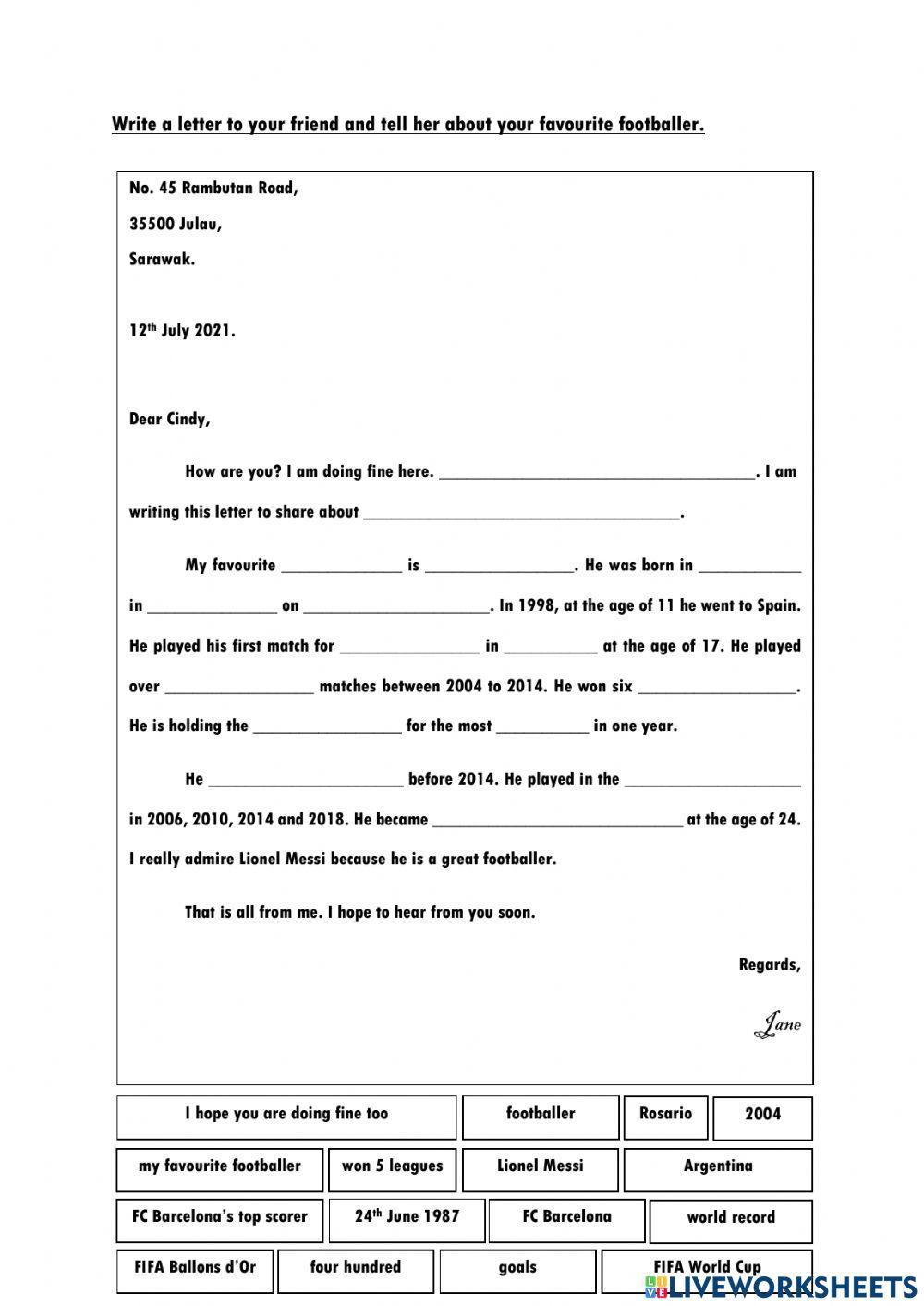Informal letter… | Free Interactive Worksheets | 1126539
