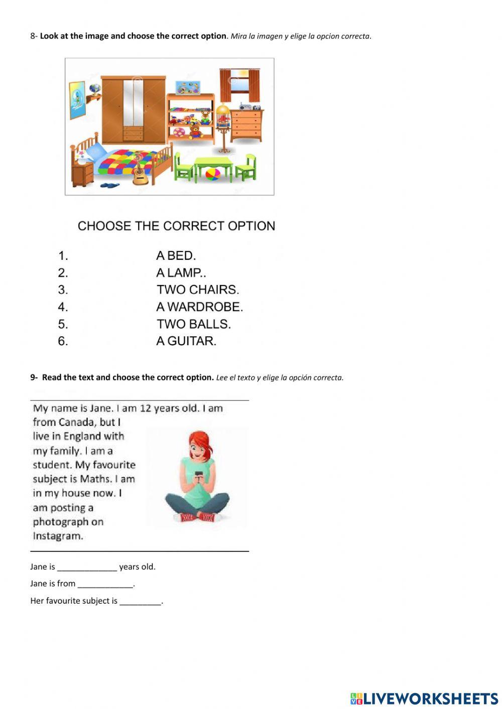 TEST 1 - 1ER AÑO - PIO 6648558 | Lu_profe_ingles