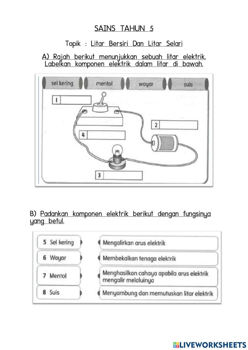 Litar bersiri d… | Free Interactive Worksheets | 1127146