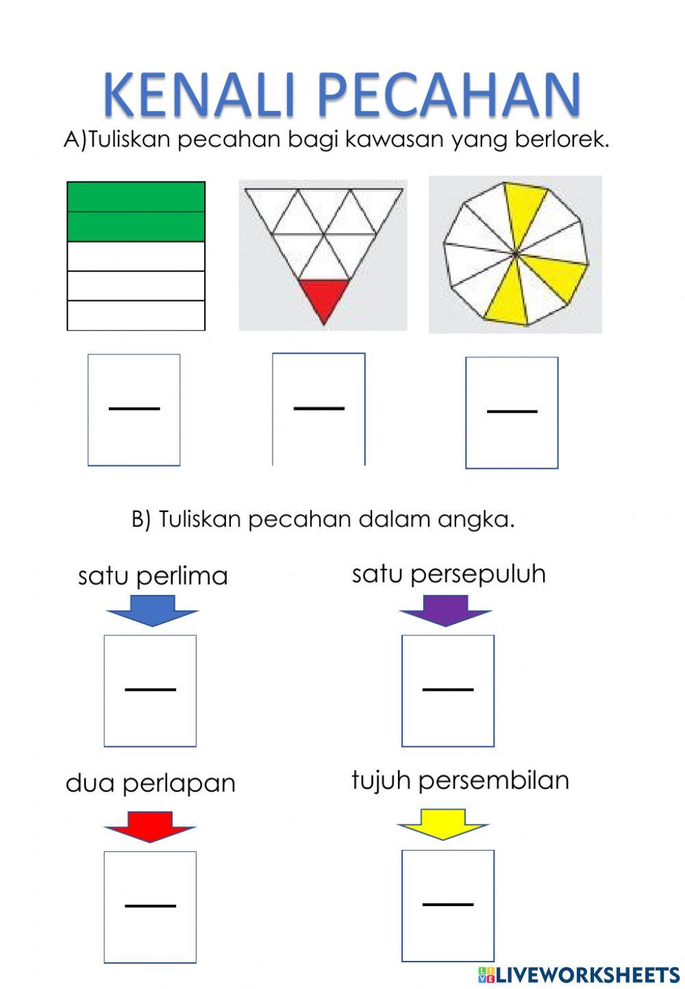 Kenali Pecahan 1127171 | nurul hanis | Live Worksheets