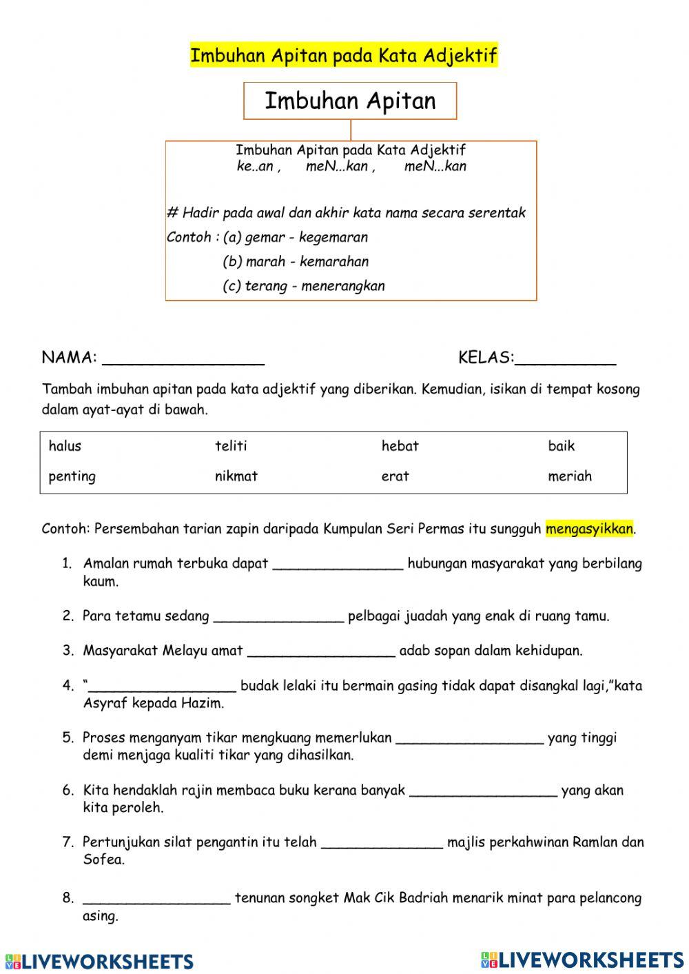 Imbuhan Apitan interactive activity for 4 | Live Worksheets