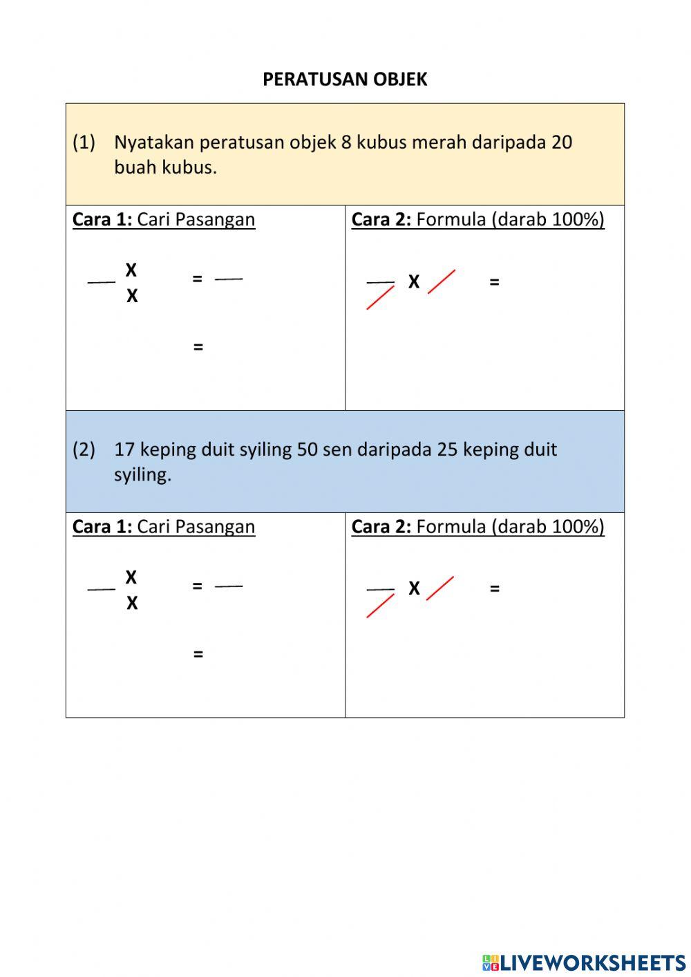 Peratusan Objek… | Free Interactive Worksheets | 1141865