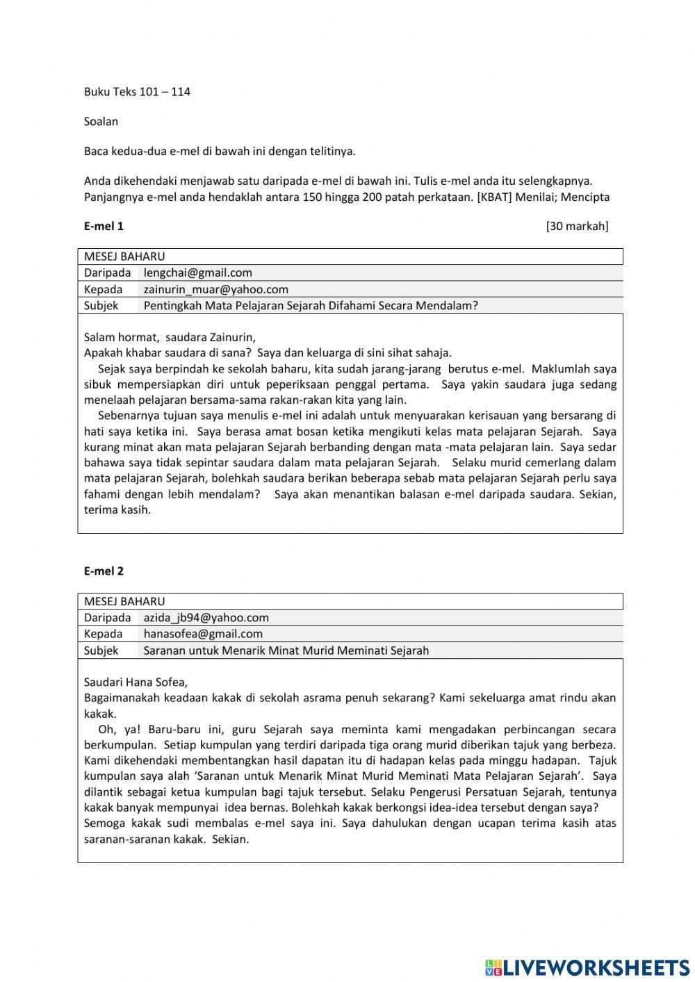 e-mel karangan spm 2021 online exercise for | Live Worksheets